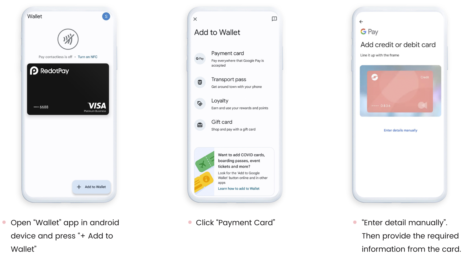 How to link the RedotPay virtual card to Apple Pay, Google Pay, and ...