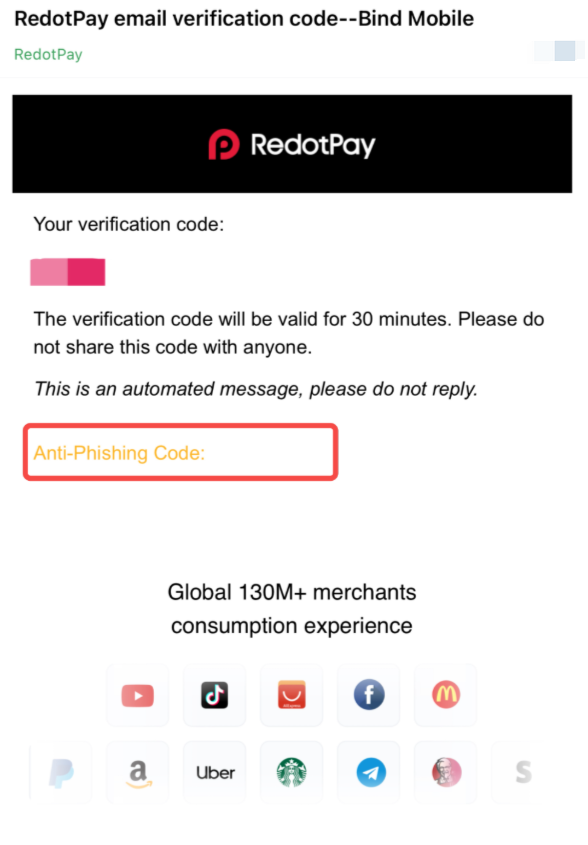 How to set up the Anti-Phishing Code – RedotPay Help Center